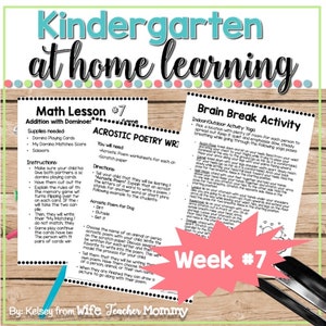Kindergarten at Home Learning Activities Bundle - Etsy
