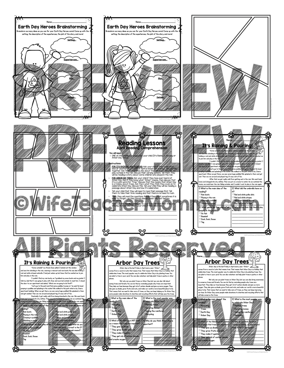 April Homeschool Lessons for 3rd and 4th Grades Language Arts - Etsy