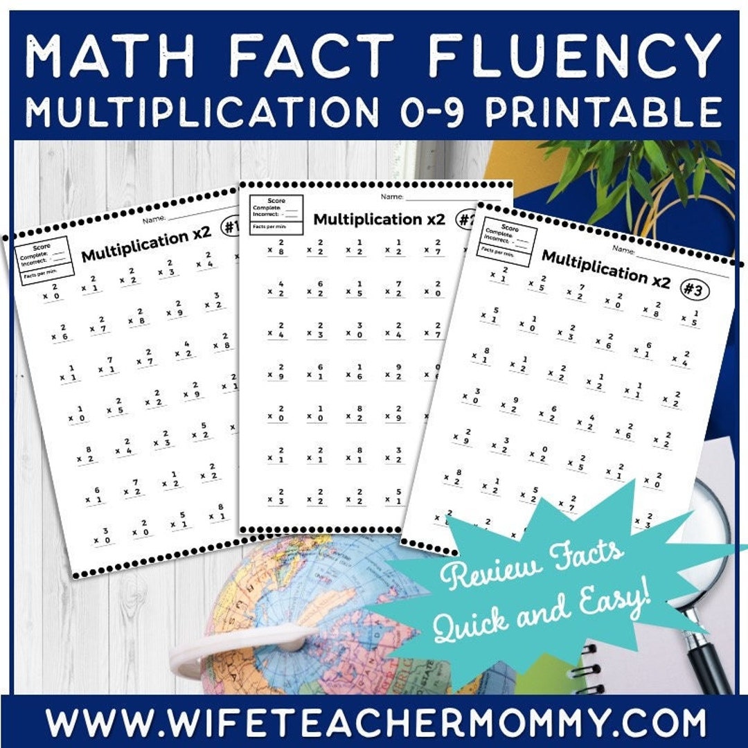 Math Fact Fluency: Multiplication Facts 0-9 PRINTABLE - Etsy