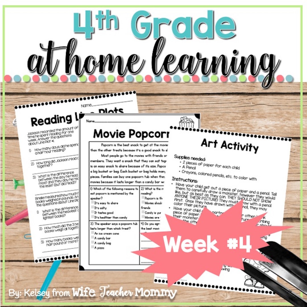 4th Grade at Home Learning Activities Week #4 - Etsy