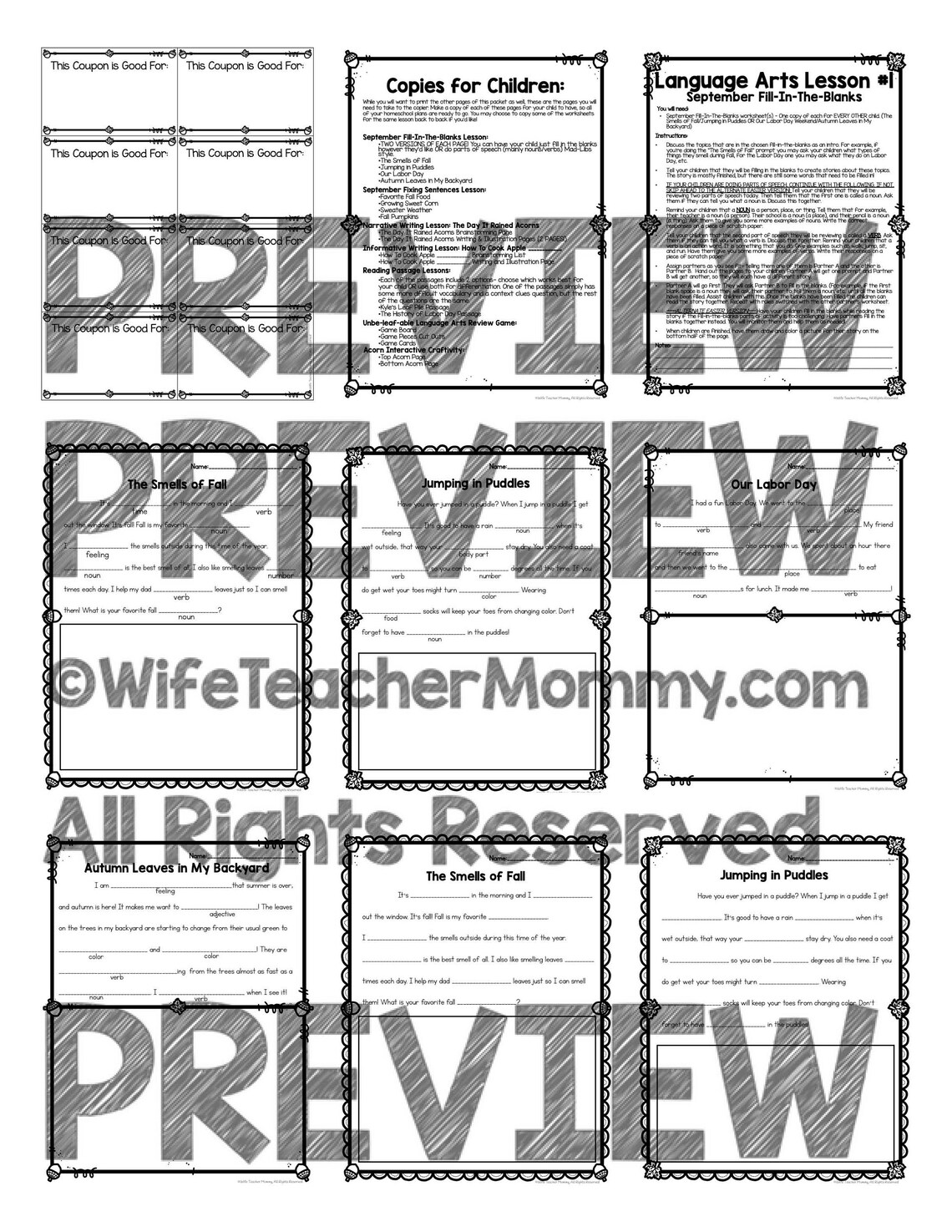 September Homeschool Lessons for 1st and 2nd Grades Language | Etsy