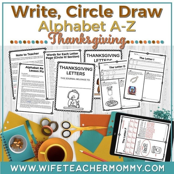 Thanksgiving Alphabet Practice Worksheets A-Z write Circle - Etsy
