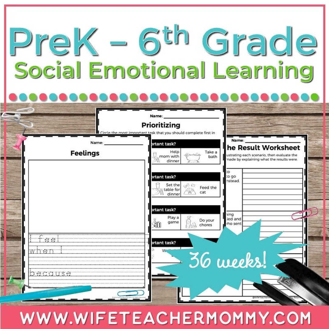 36 Weeks of Social Emotional Learning for Prek 6th Grade PRINT BUNDLE ...