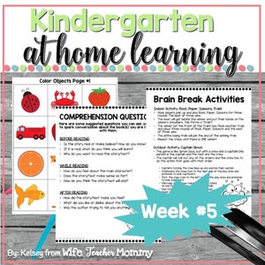 Kindergarten at Home Learning Activities Bundle - Etsy