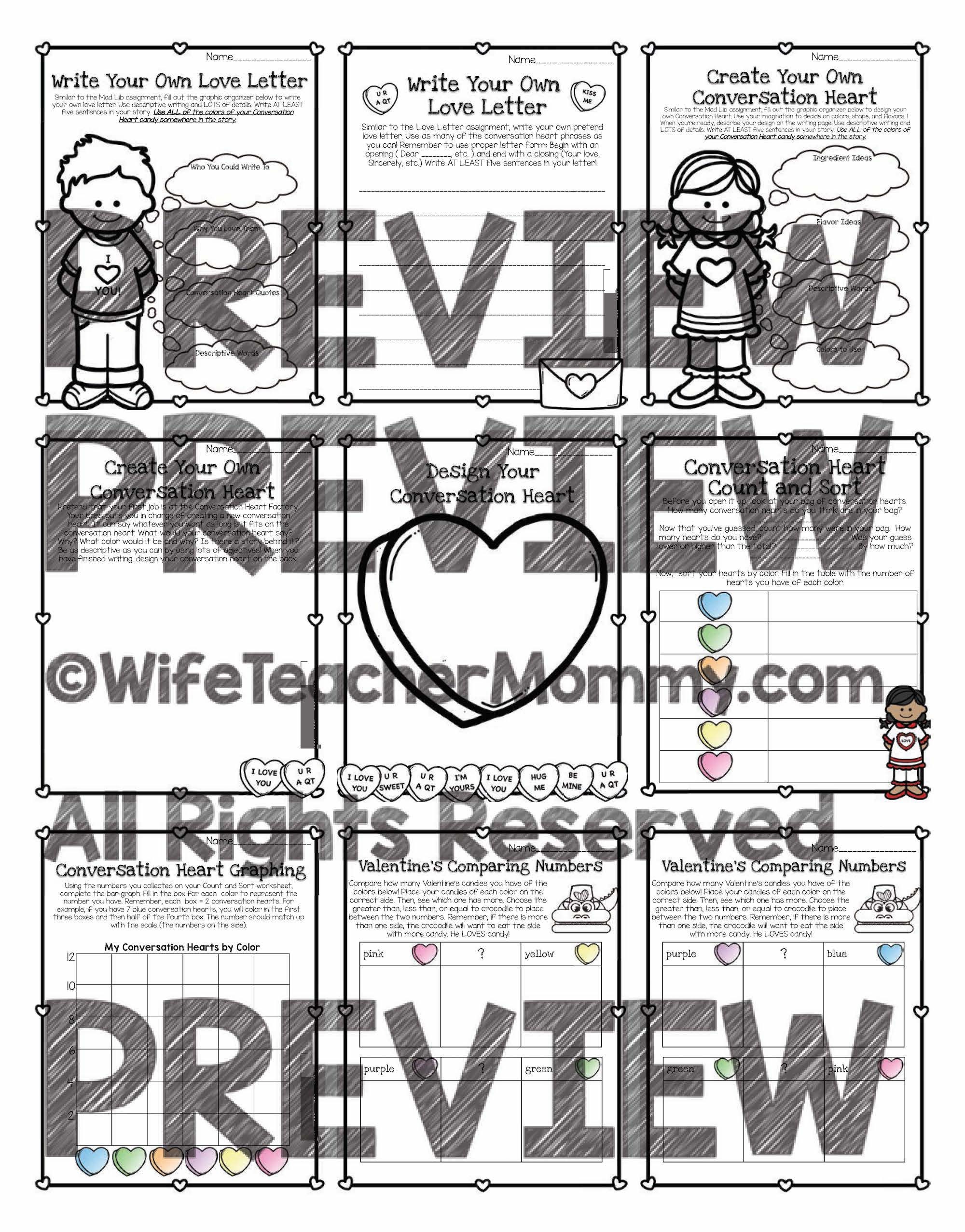 Valentine's Day Candy Heart Math & More for 1st and 2nd Grade - Etsy