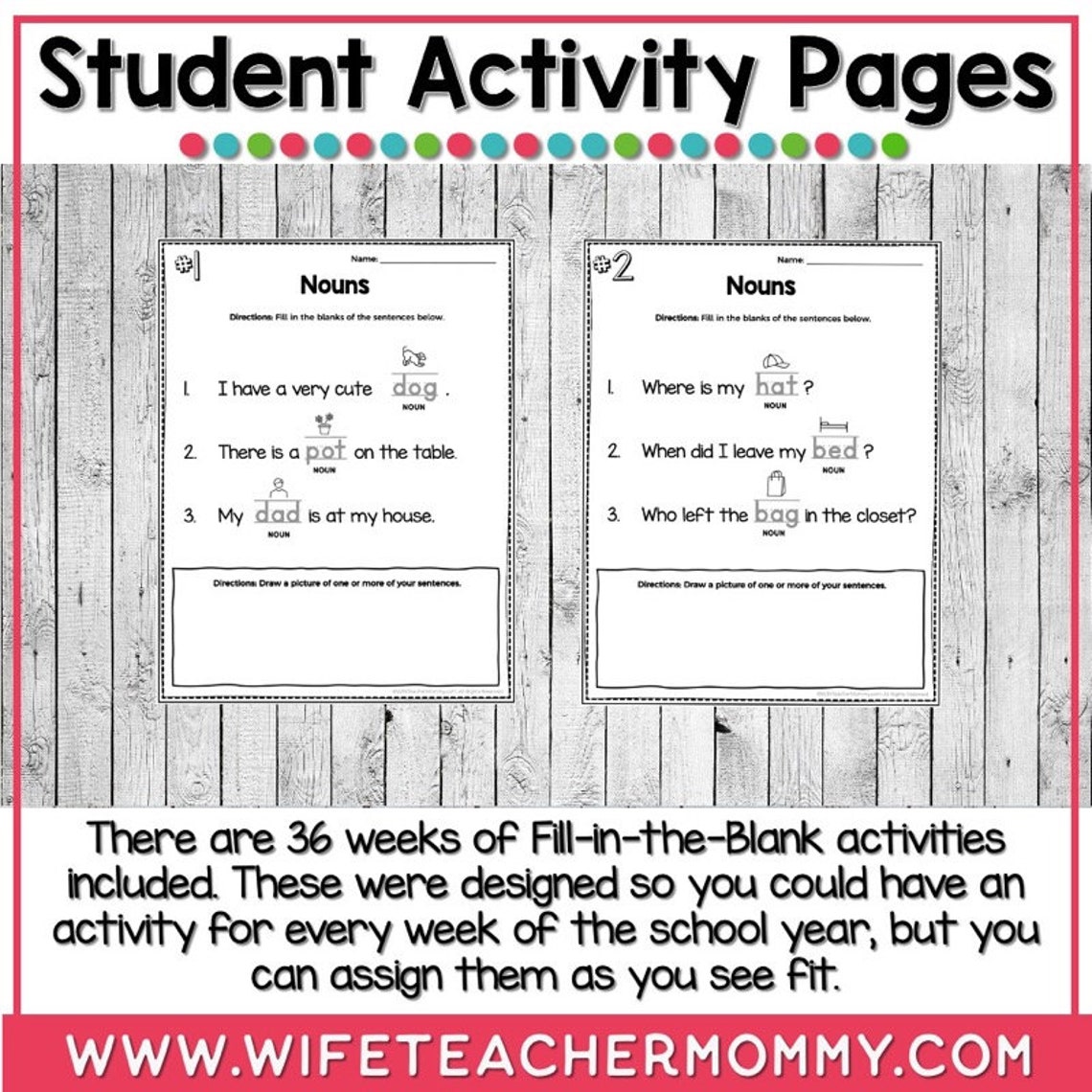 36 Weeks of Parts of Speech for Pre-k - Etsy