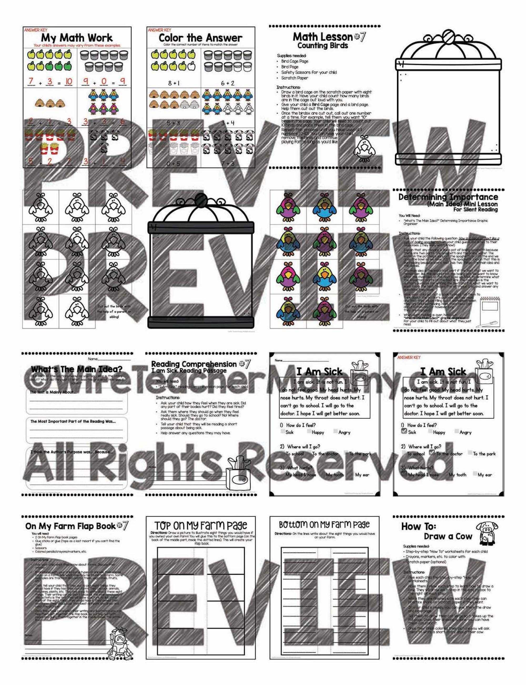 Kindergarten at Home Learning Activities Week 7 - Etsy