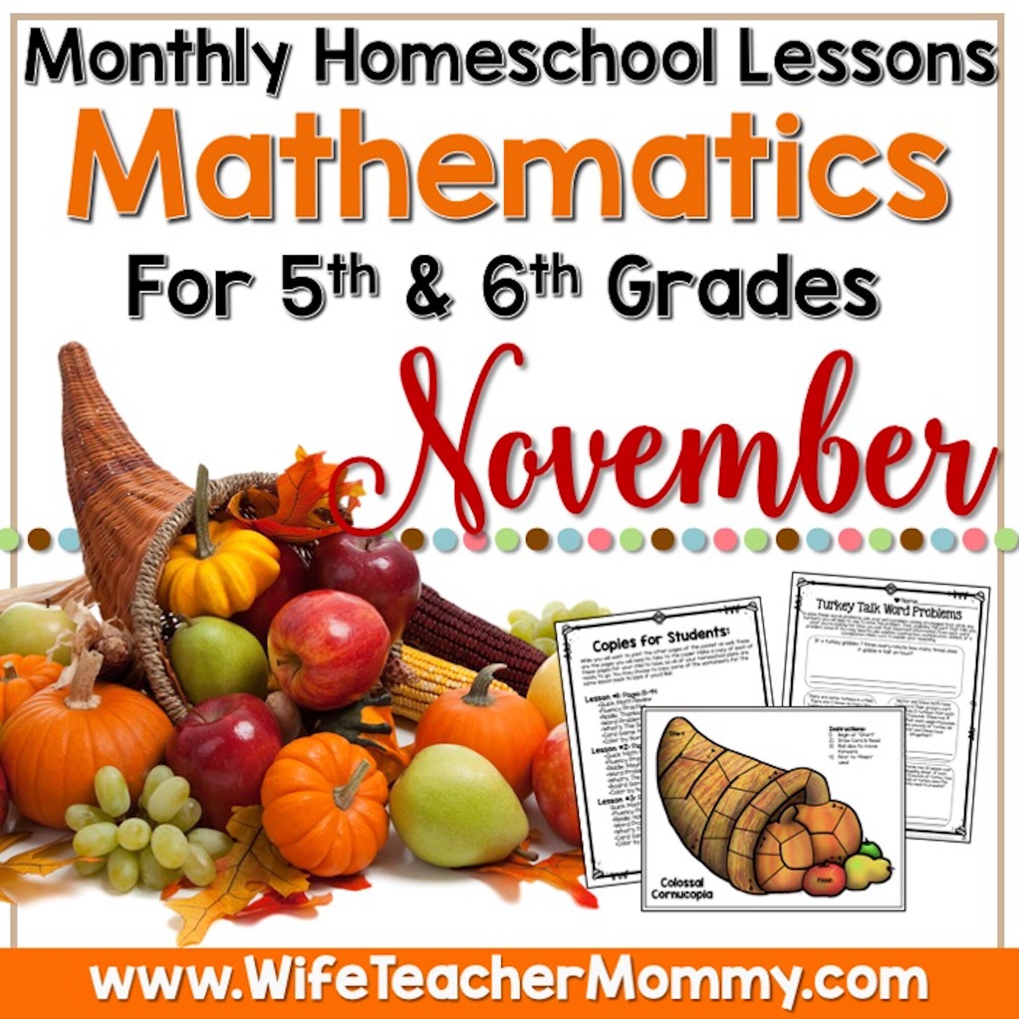 November Homeschool Lessons for 5th and 6th Grades Math - Etsy