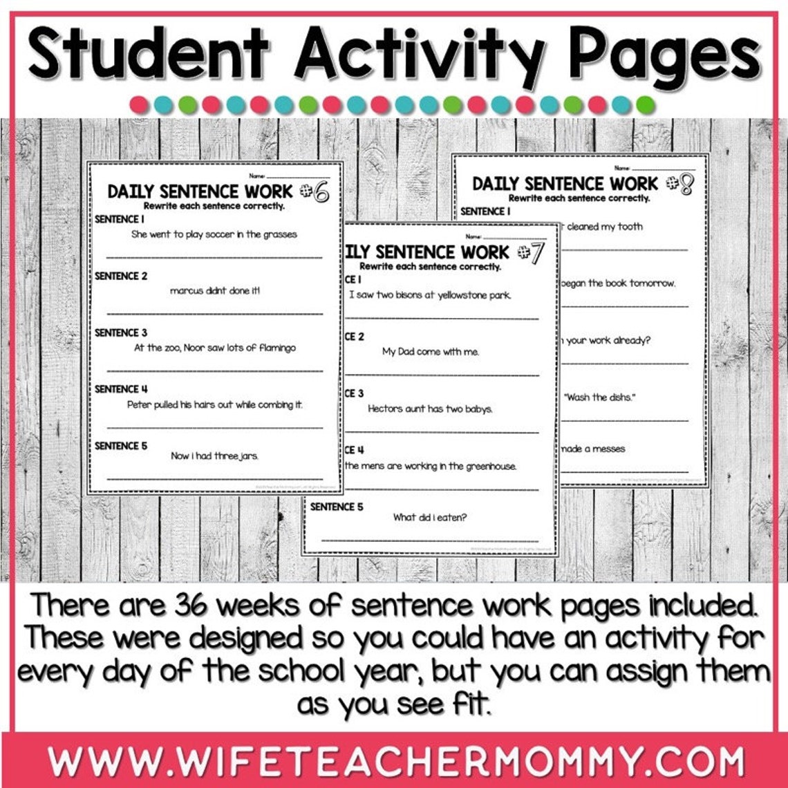 36 Weeks of Fixing Sentences for 3rd Grade - Etsy