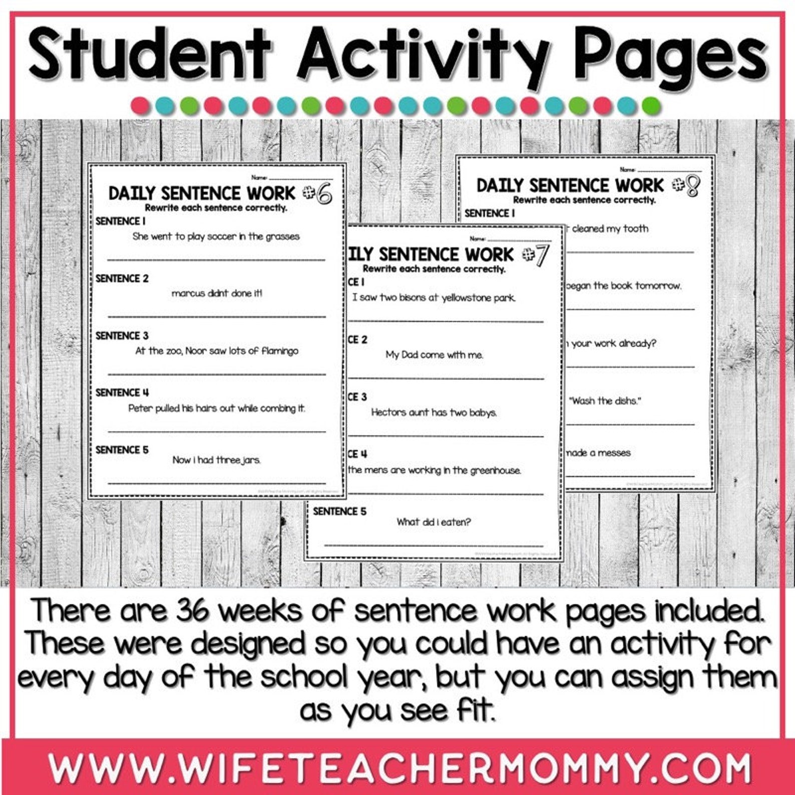 36 Weeks of Fixing Sentences for 3rd Grade - Etsy