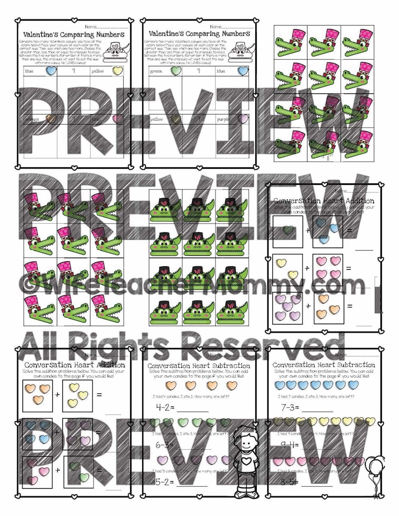 Valentine's Day Candy Heart Math & More for Pre-k and Kindergarten - Etsy