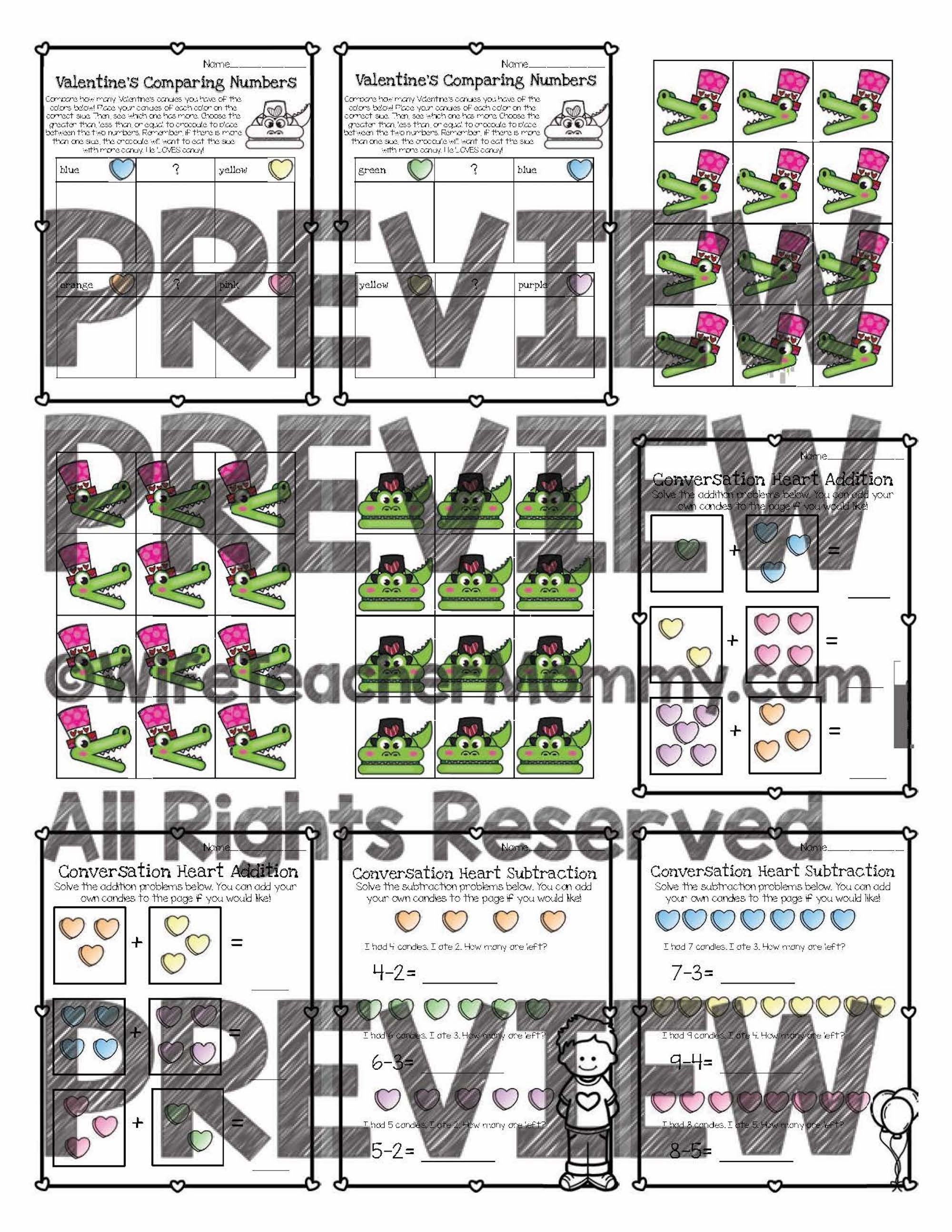 Valentine's Day Candy Heart Math & More for Pre-k and - Etsy