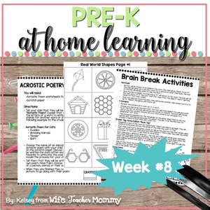 Pre-k at Home Learning Activities Bundle - Etsy