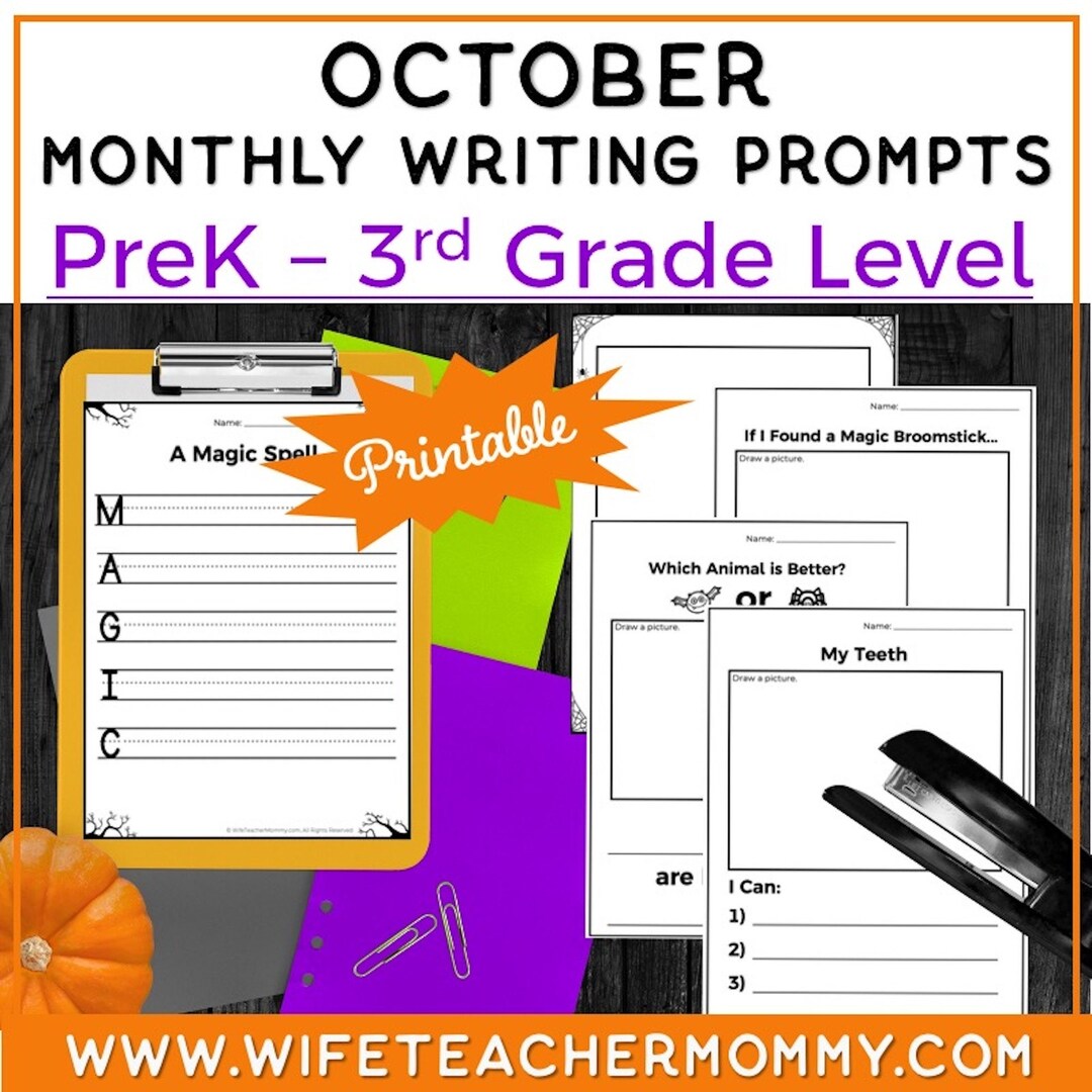 October Writing Prompts Prek-3rd Grades PRINTABLE - Etsy
