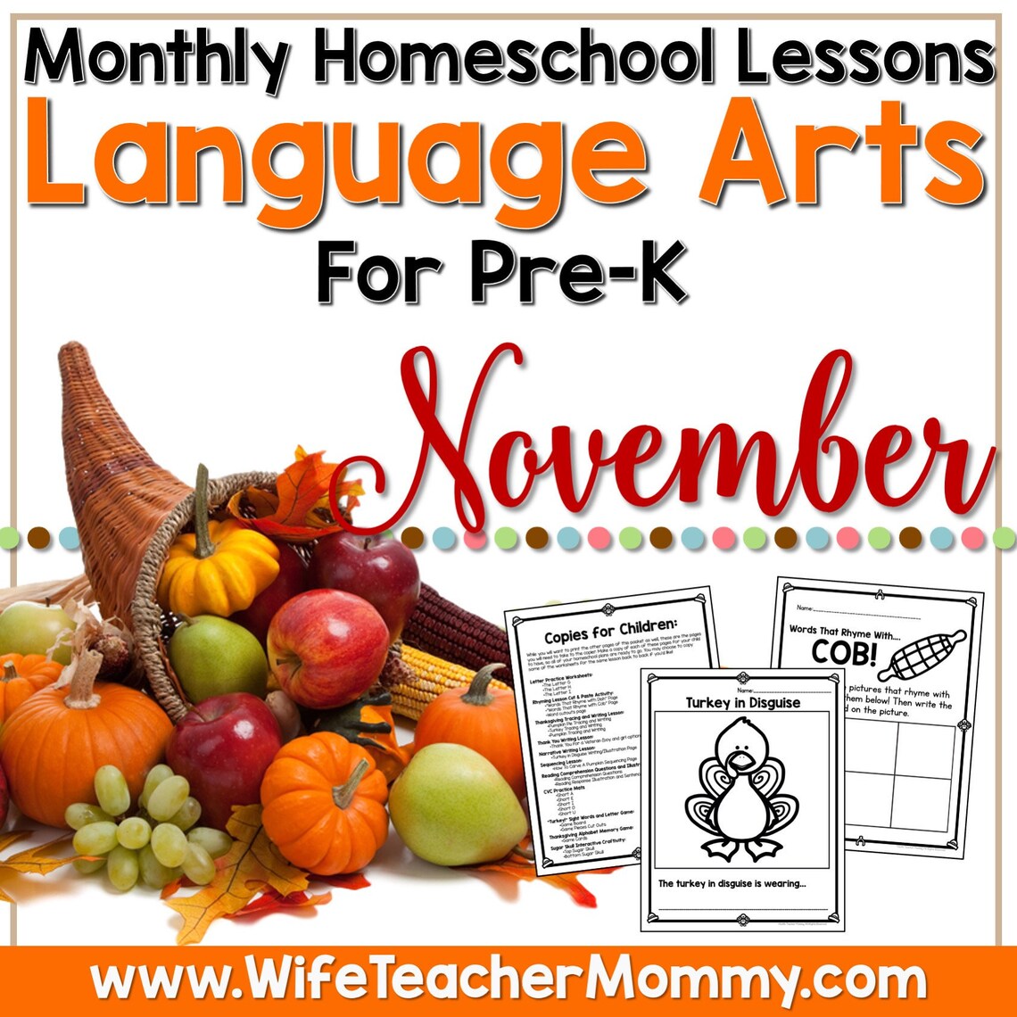 November Homeschool Lessons for Pre-k Language Arts - Etsy