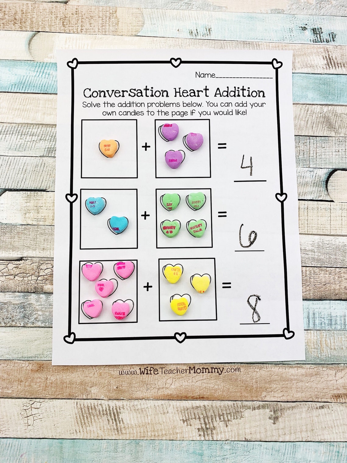 Valentine's Day Candy Heart Math & More for 1st and 2nd | Etsy