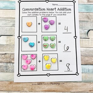 Valentine's Day Candy Heart Math & More for 1st and 2nd Grade - Etsy
