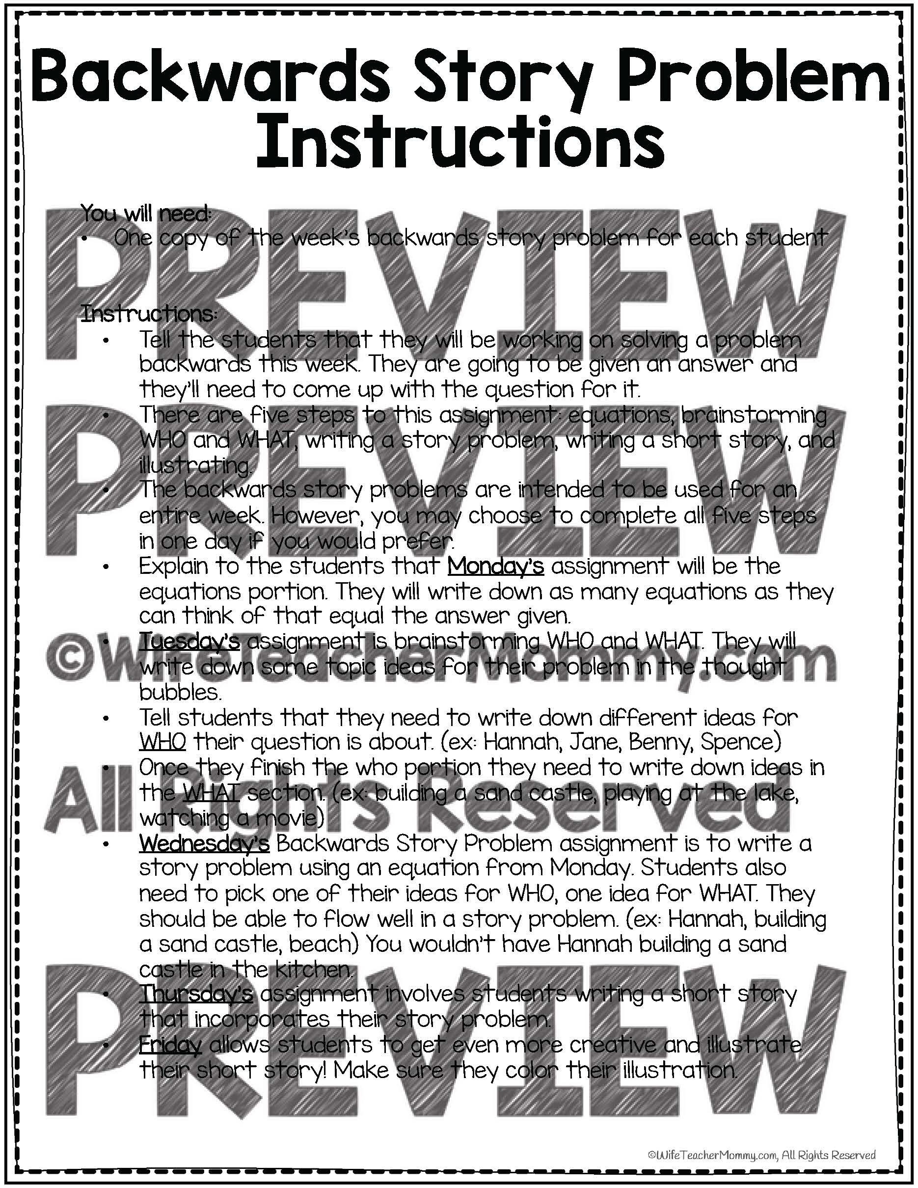 36 Weeks of Backwards Story Problems for 5th Grade - Etsy