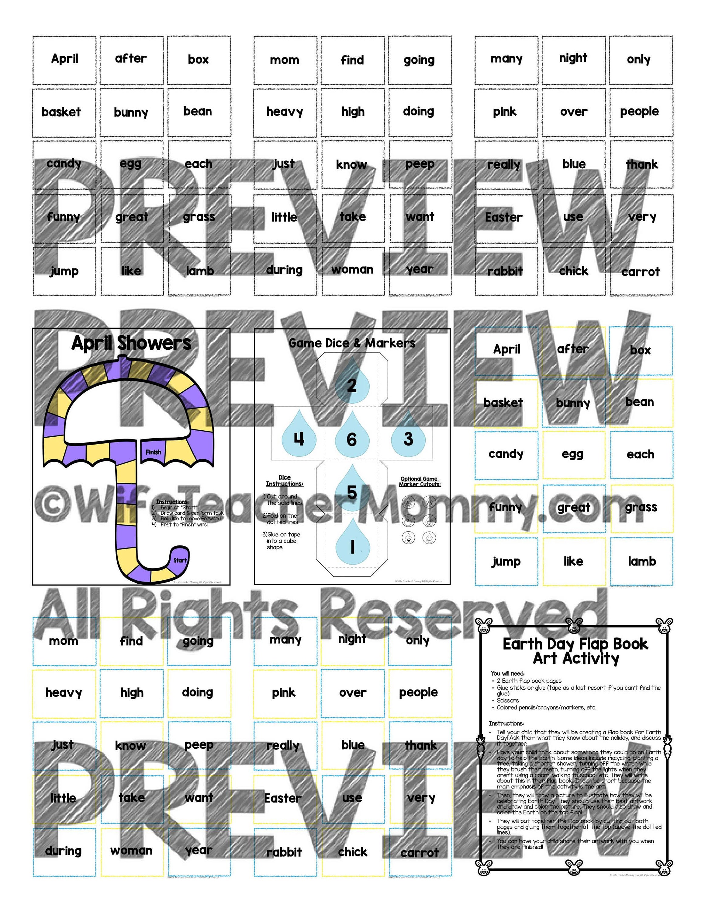 April Homeschool Lessons for 1st and 2nd Grades Language Arts - Etsy