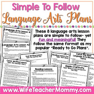 August Homeschool Lessons for 1st and 2nd Grade Math & Language Arts ...