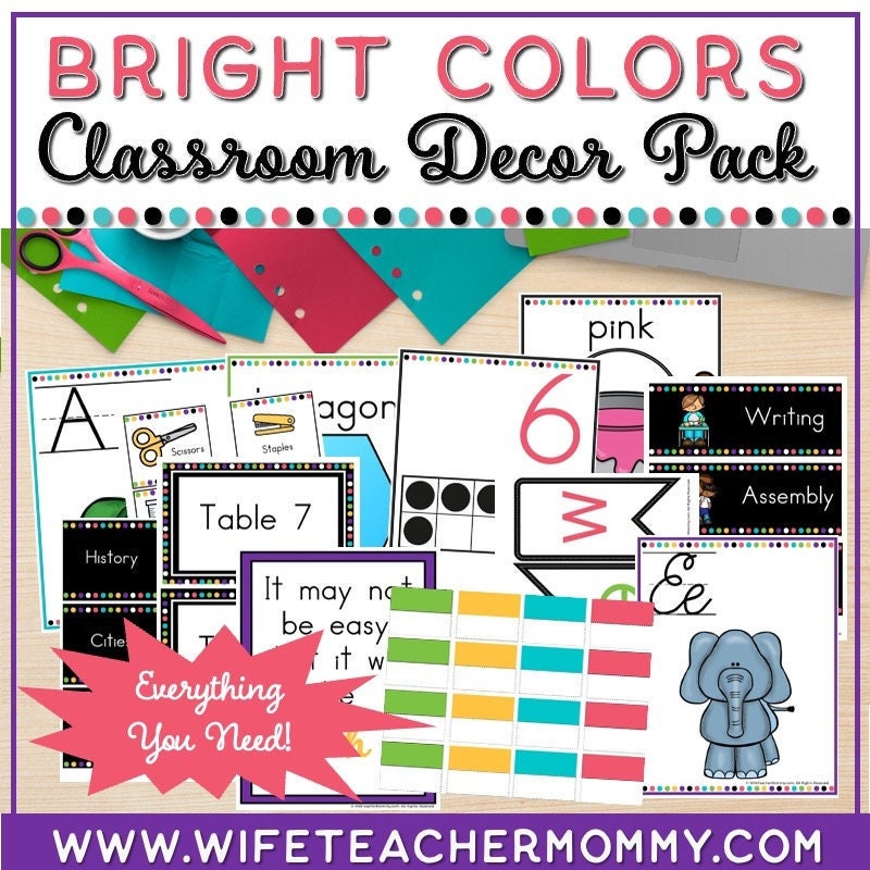 Bright Colors Classroom Decor Pack - Etsy