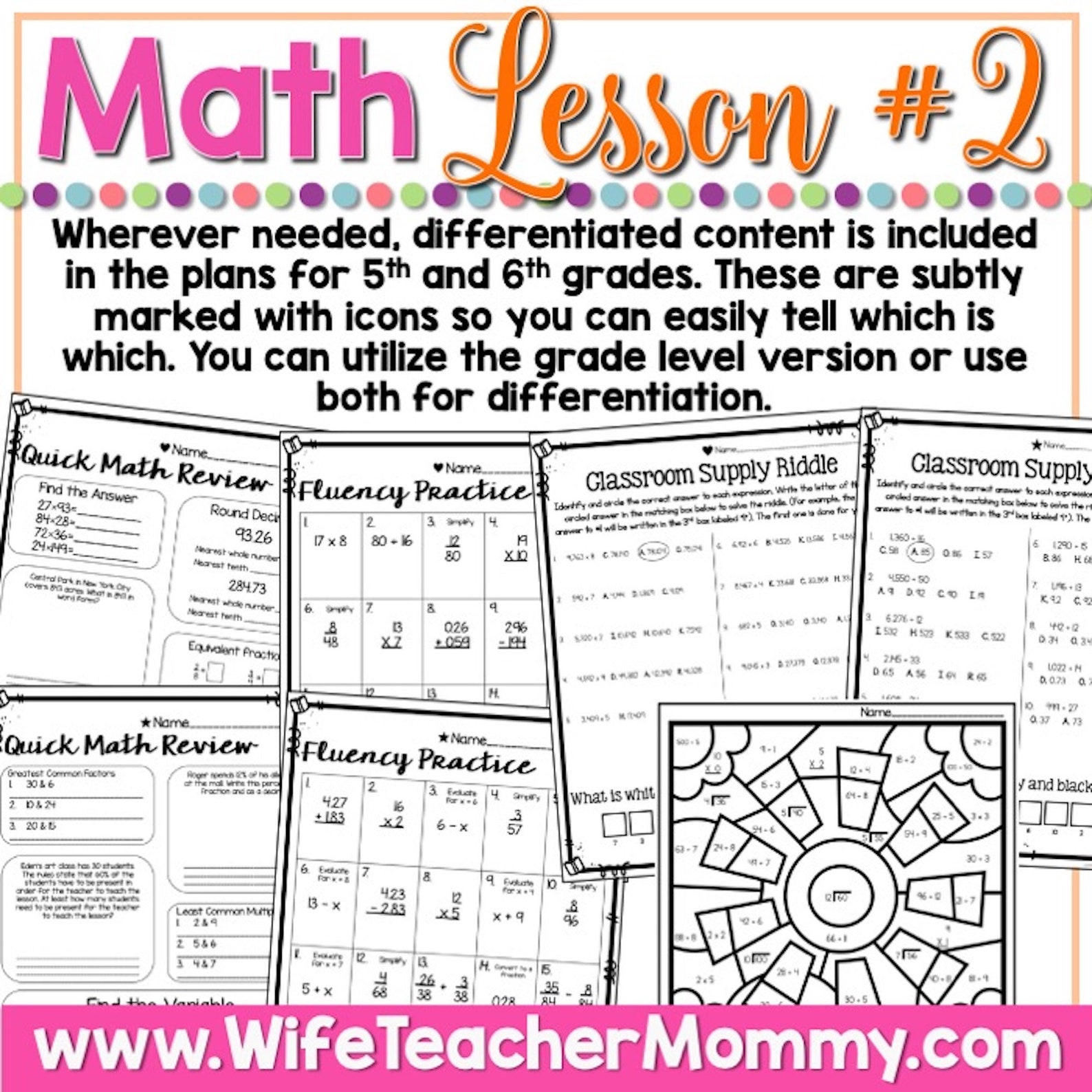 August Homeschool Lessons for 5th and 6th Grades Math - Etsy