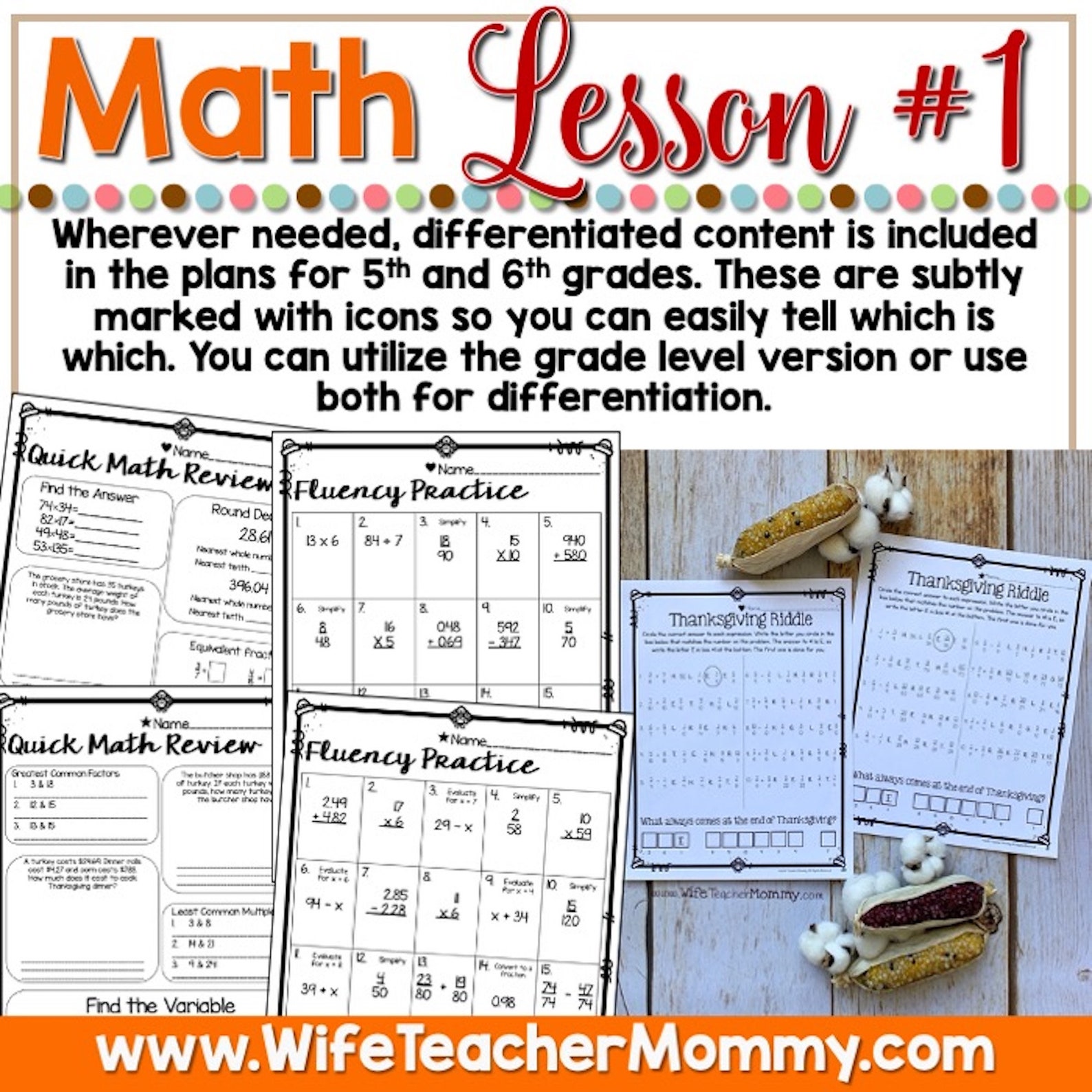 November Homeschool Lessons for 5th and 6th Grades Math - Etsy