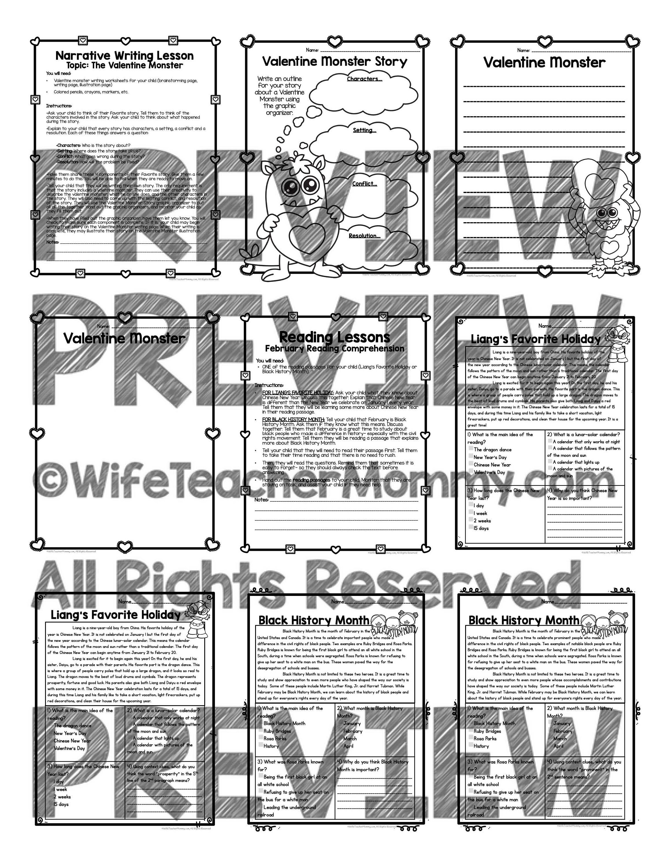 February Homeschool Lessons for 3rd and 4th Grades Language Arts - Etsy