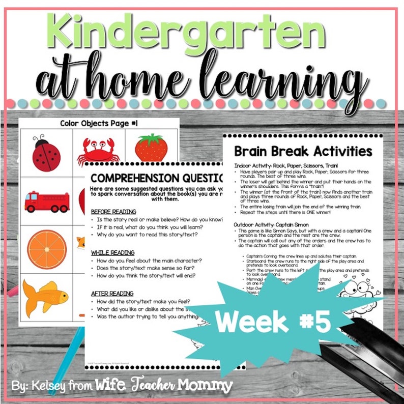 Kindergarten at Home Learning Activities Week 5 - Etsy