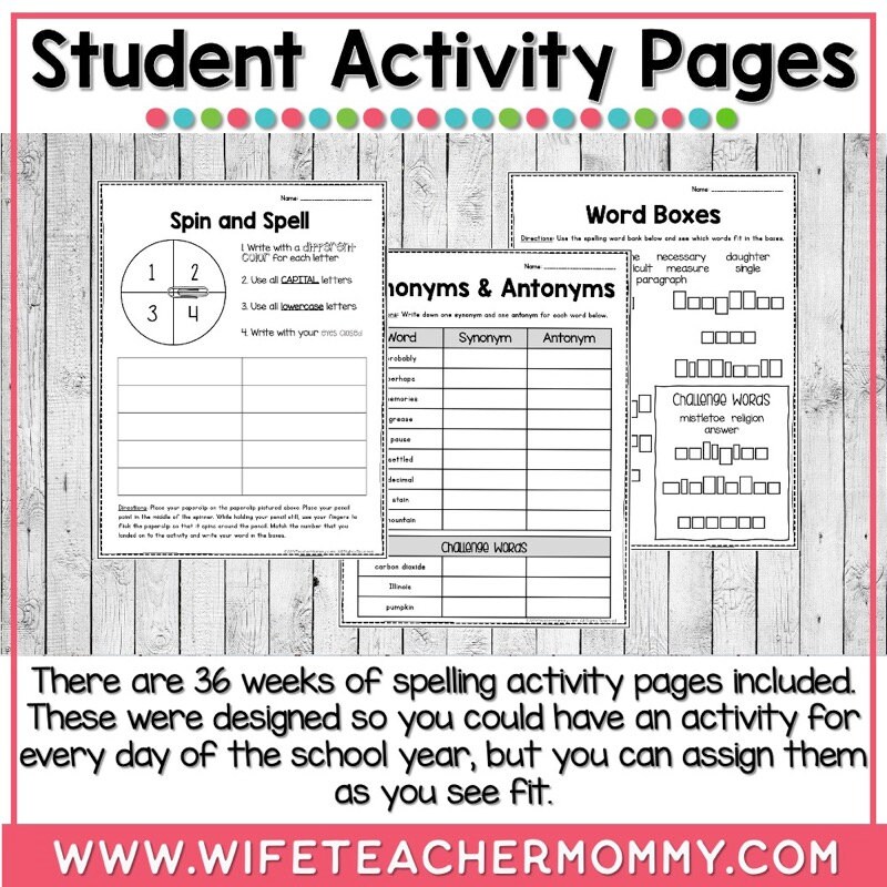 36 Weeks of Spelling for 5th Grade - Etsy