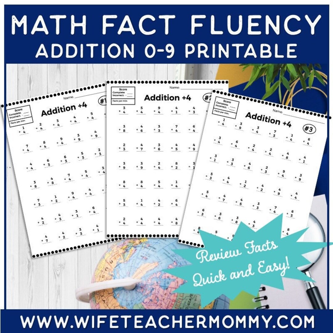 Math Fact Fluency: Addition Facts 0-9 PRINTABLE - Etsy