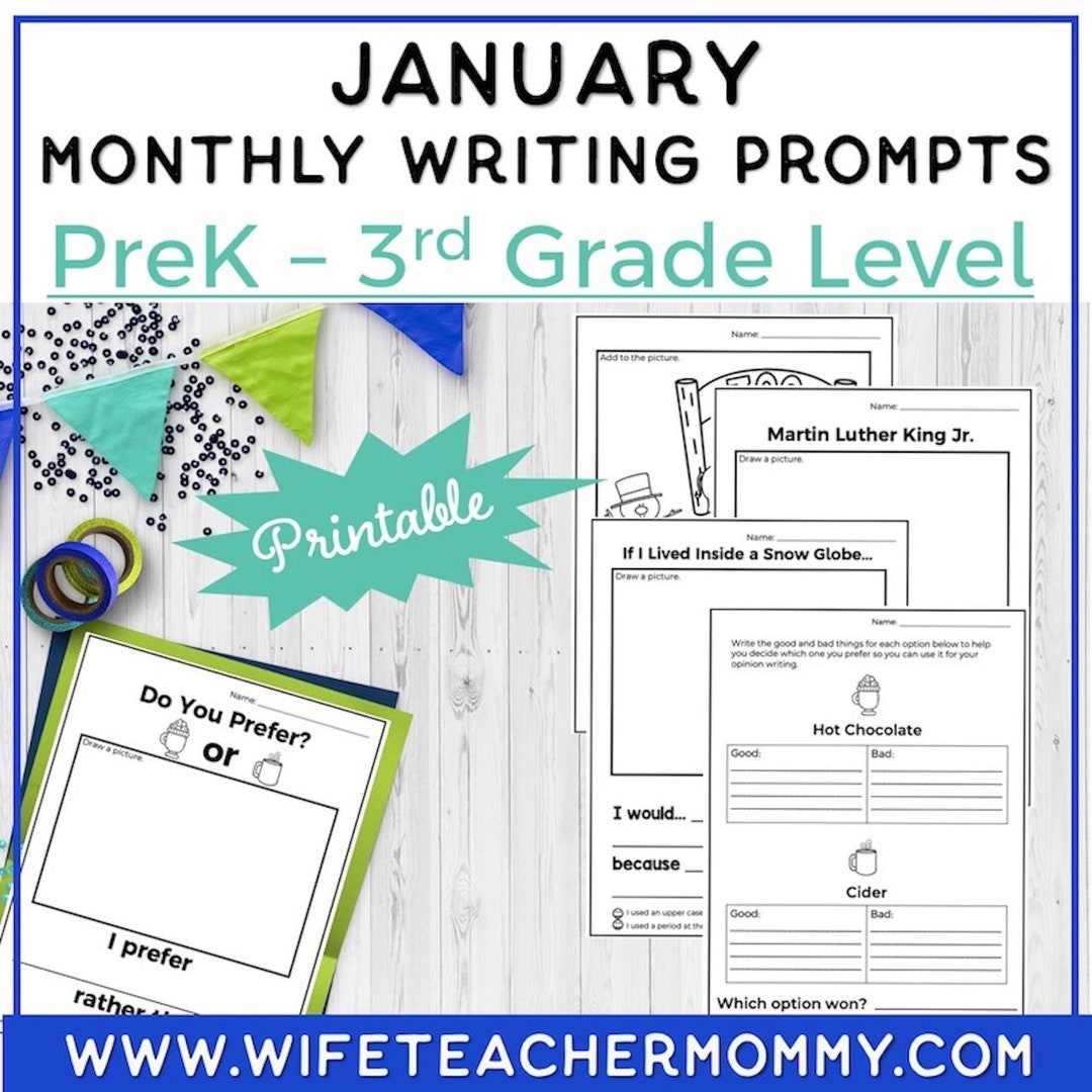 January Writing Prompts Prek-3rd Grades PRINTABLE - Etsy