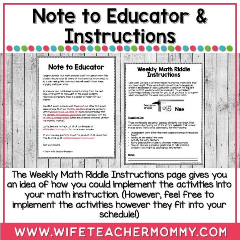 36 Weeks of Math Riddles for 3rd Grade - Etsy