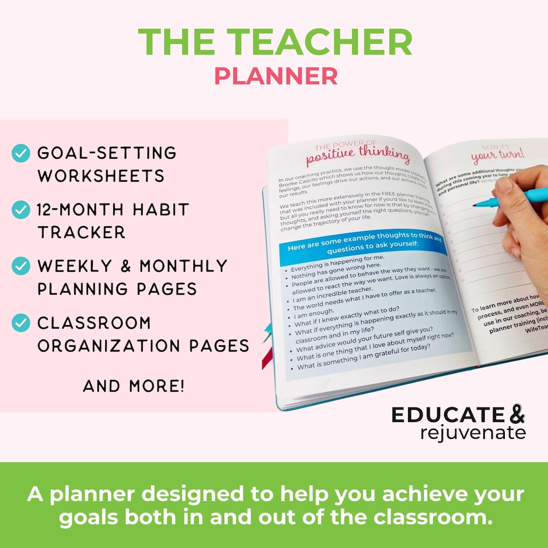 Teacher Planner With Lesson Planning PLUS Goal Setting & Habit Tracking ...