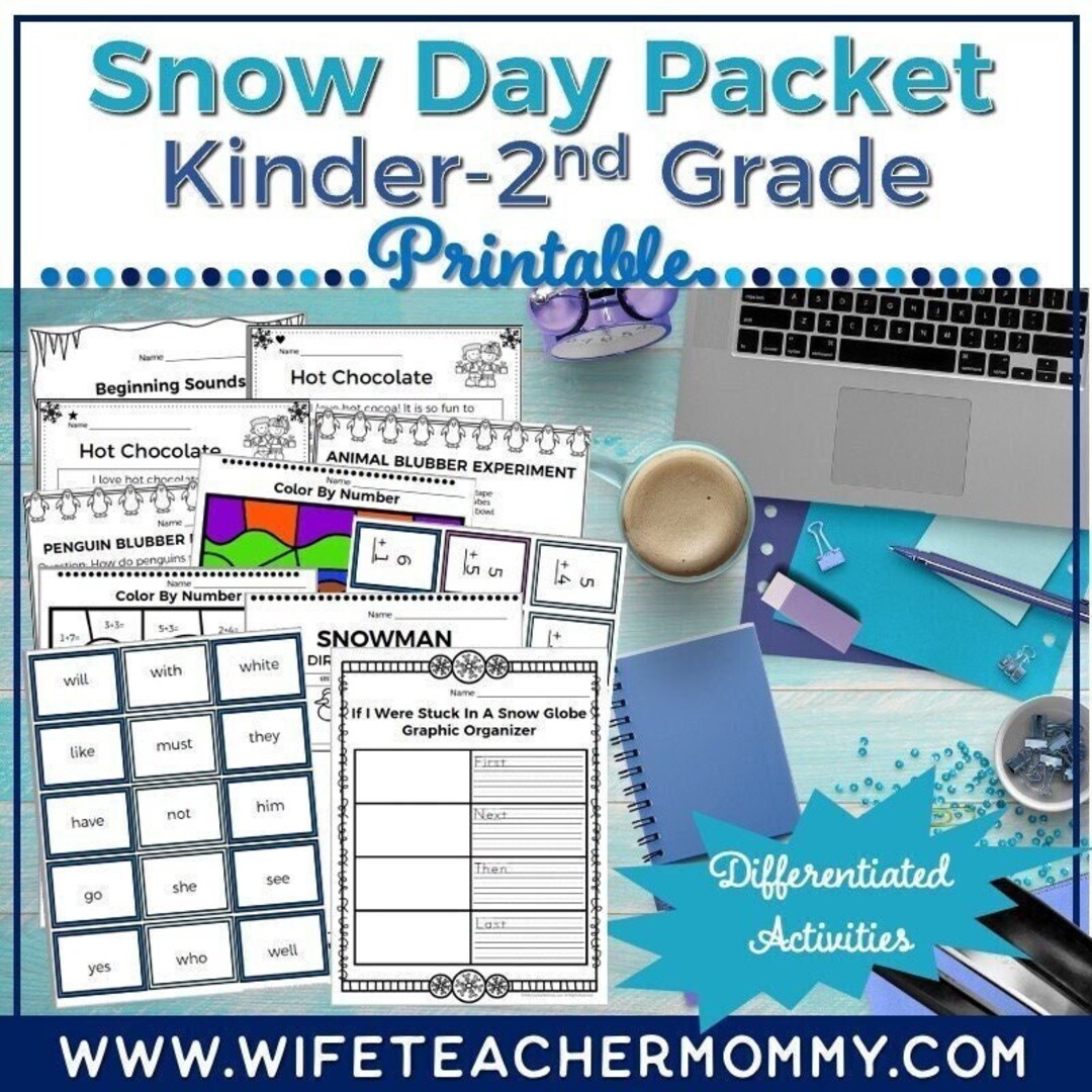 Lower Grade Snow Day Packet print Version - Etsy