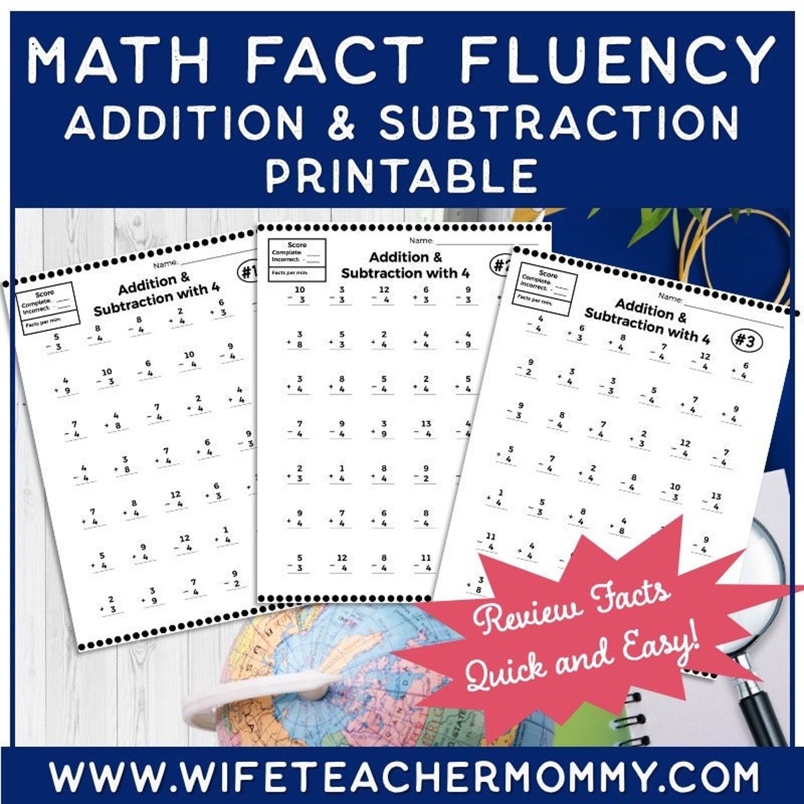 Math Fact Fluency: Addition & Subtraction Facts PRINTABLE - Etsy