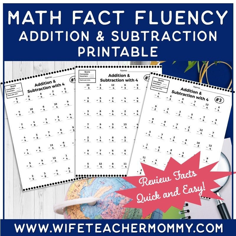 Math Fact Fluency: Addition & Subtraction Facts PRINTABLE - Etsy Math Fact Fluency: Addition & Subtraction Facts PRINTABLE - Etsy