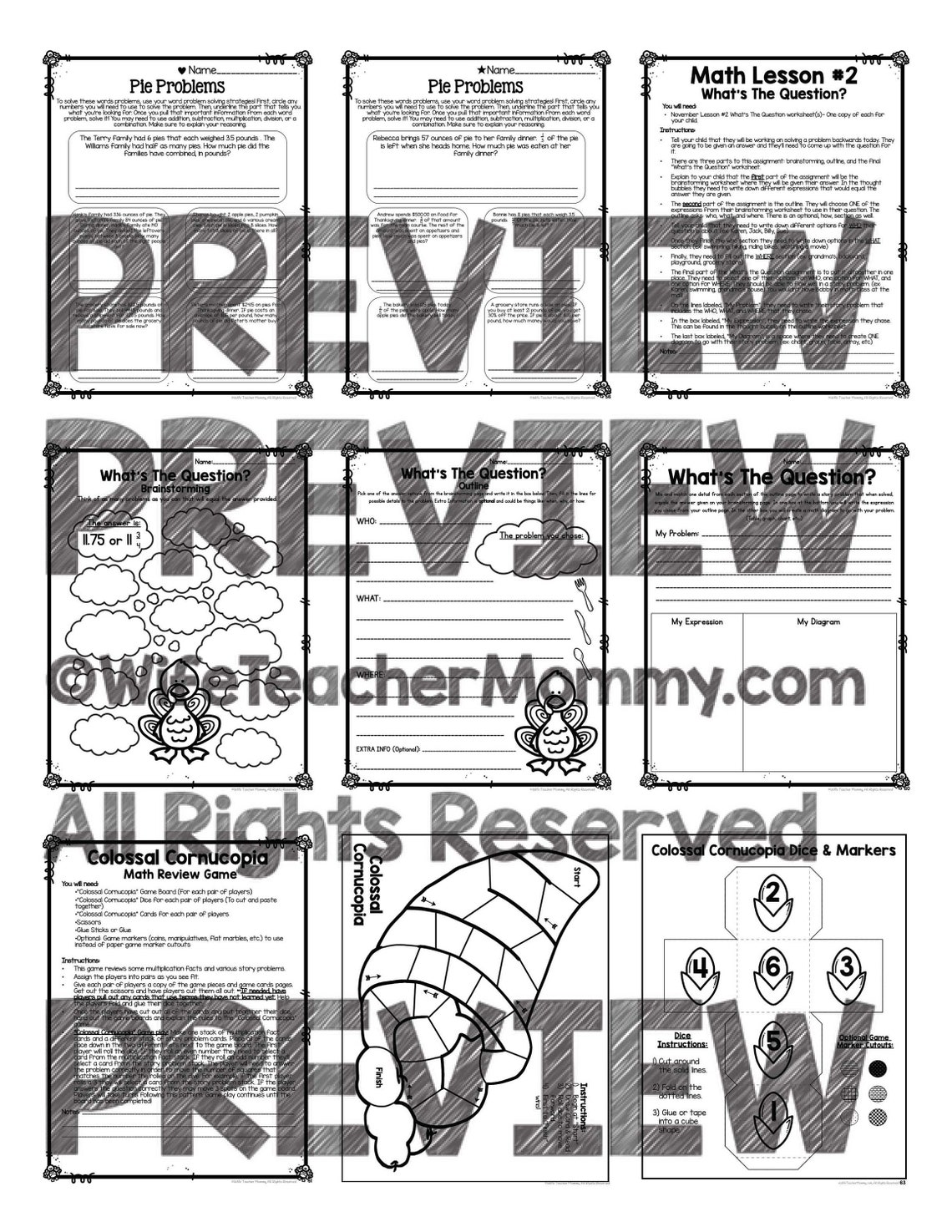 November Homeschool Lessons for 5th and 6th Grades Math - Etsy
