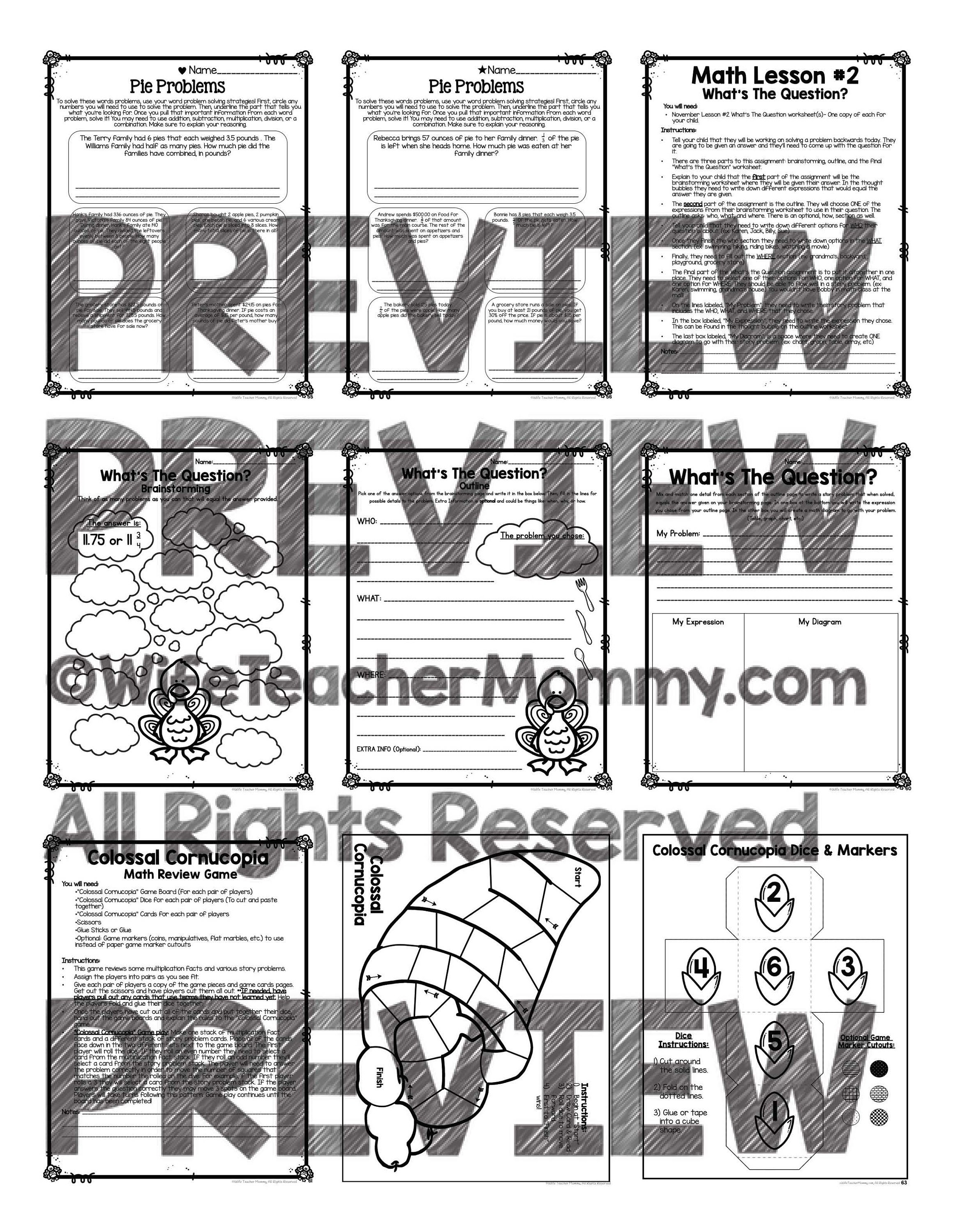 November Homeschool Lessons for 5th and 6th Grades Math - Etsy