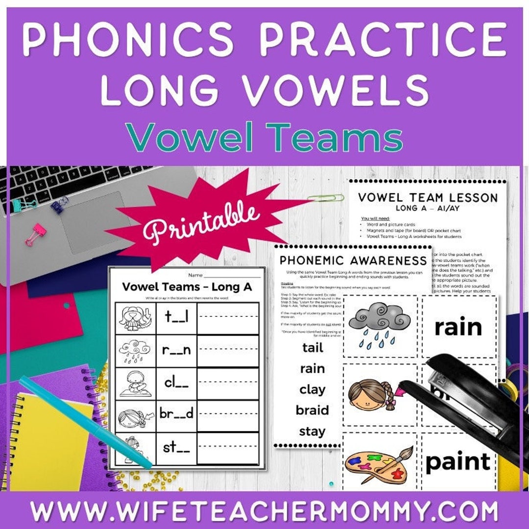Phonics Practice: Long Vowels Vowel Teams - Etsy