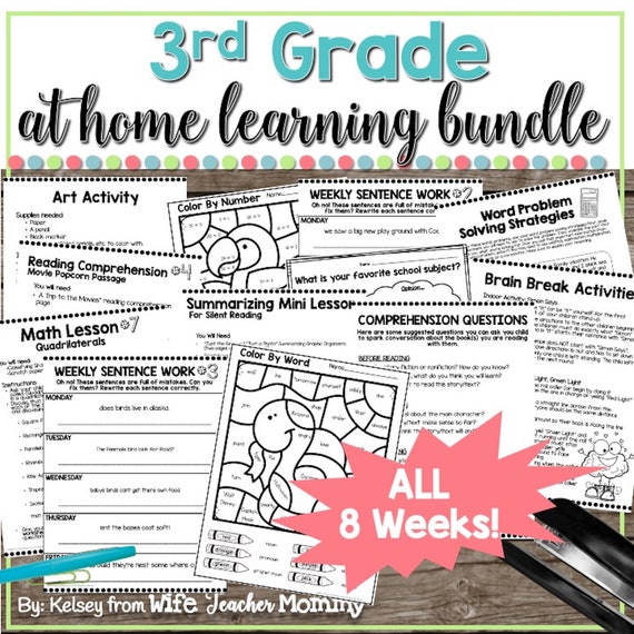 3rd Grade at Home Learning Activities Bundle - Etsy
