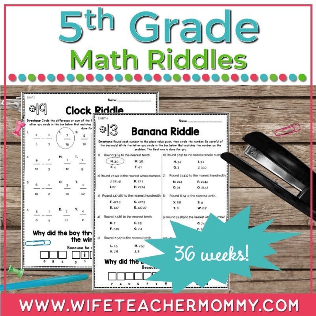 36 Weeks Of Math Riddles For 5th Grade Etsy