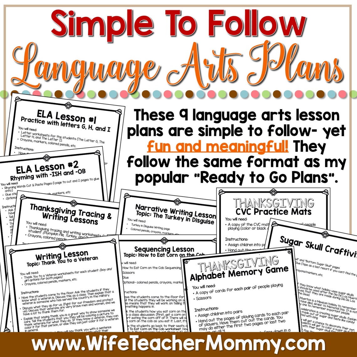 November Homeschool Lessons for Pre-k Language Arts - Etsy