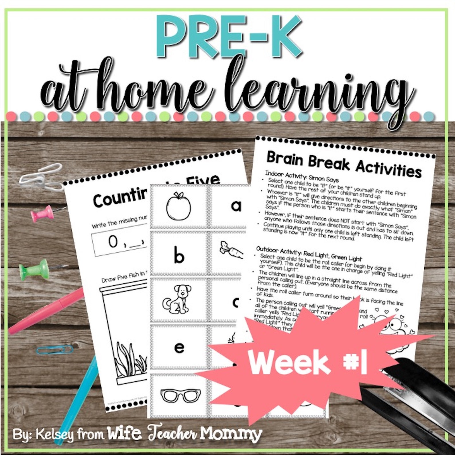 Pre-k at Home Learning Activities Week 1 | Etsy