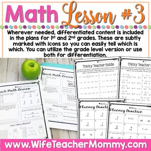 August Homeschool Lessons for 1st and 2nd Grade Math & Language Arts ...