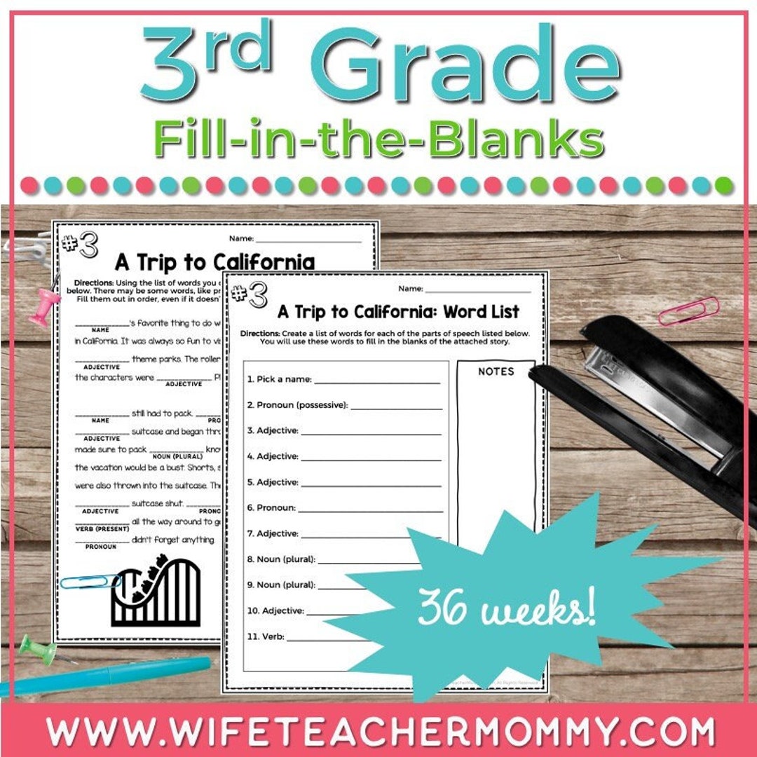 36 Weeks of Fill-in-the-blank Practice for 3rd Grade - Etsy