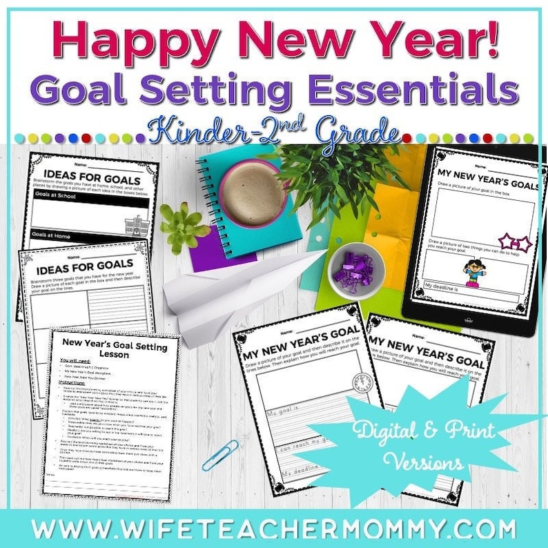 Lower Grade Happy New Year Goal Setting Essentials digital & Print ...