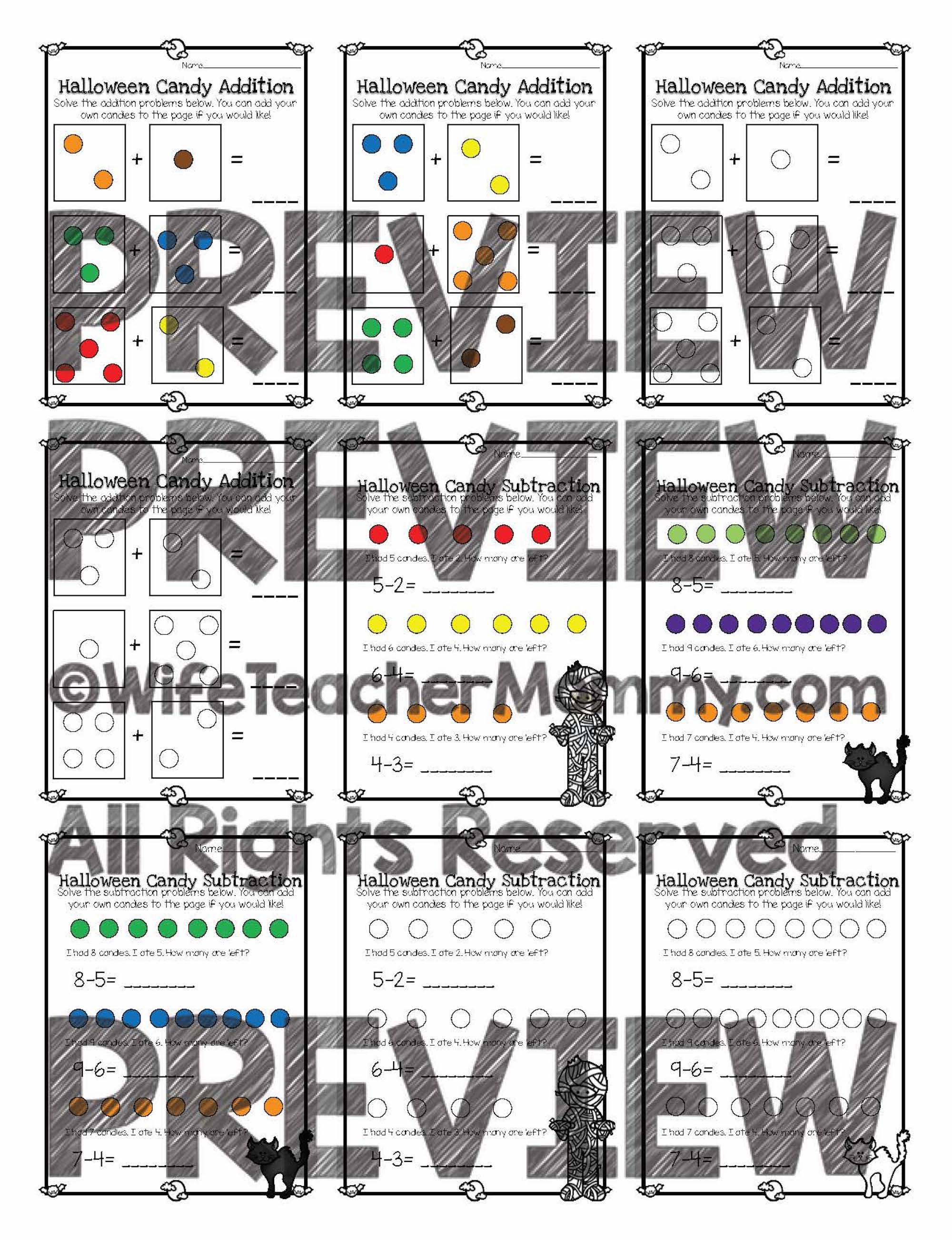 Halloween Candy Math Activities & More for Kindergarten and - Etsy