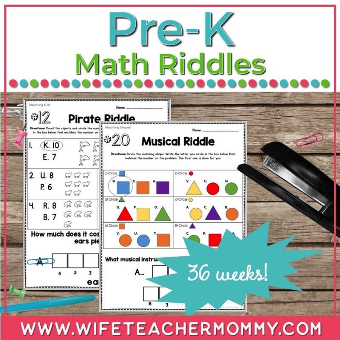 36 Weeks of Math Riddles for Pre-k - Etsy