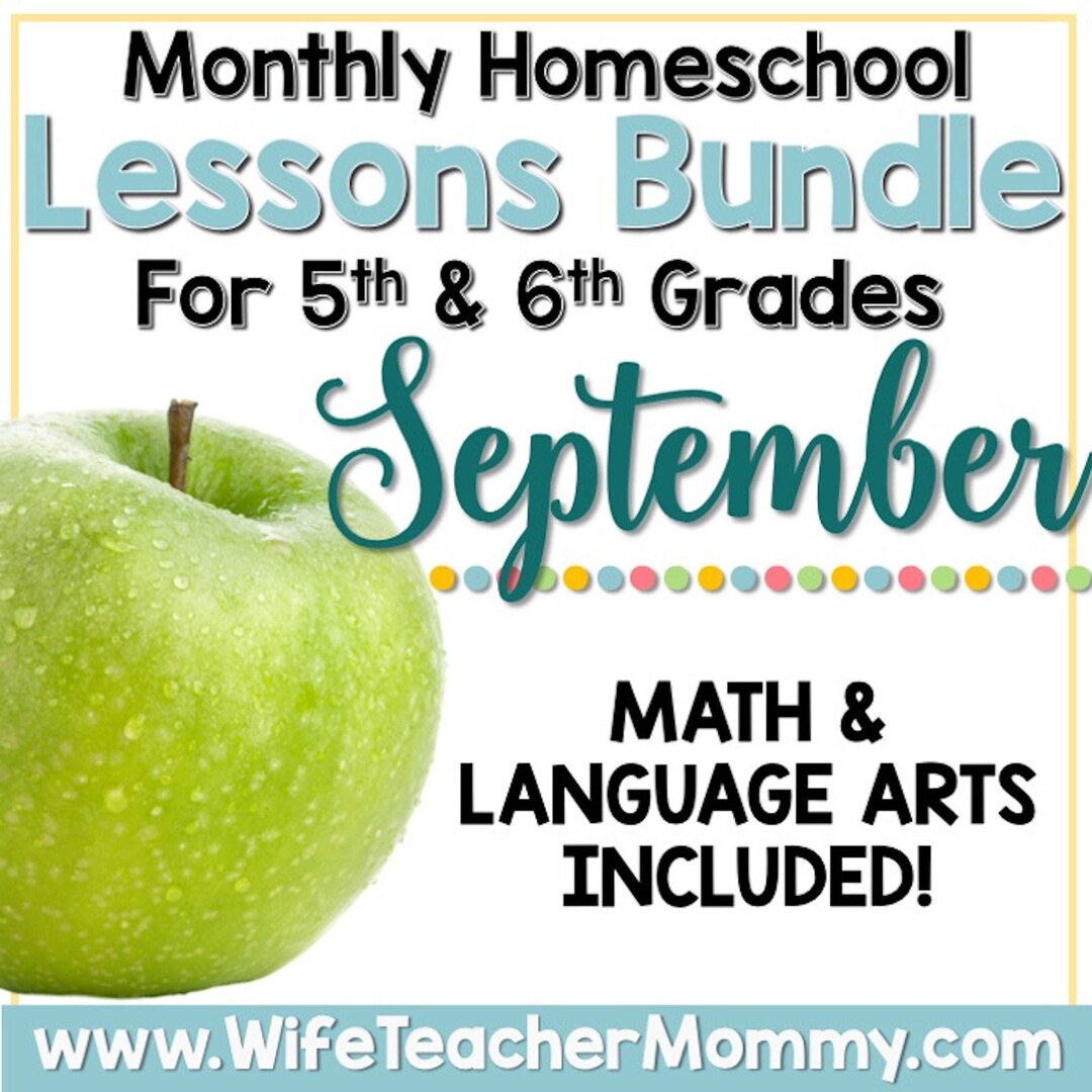 September Homeschool Lessons for 5th and 6th Grade Math & Language Arts ...